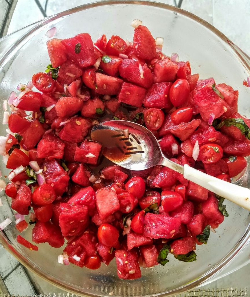 Watermelon Tomato Salad Recipe: 6 Ingredient Leftover Watermelon Salad