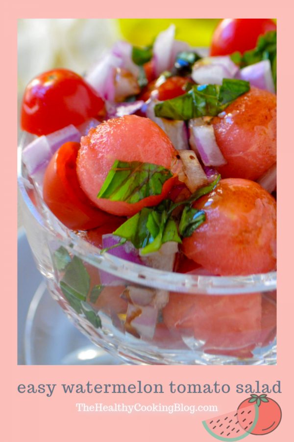 Easy Watermelon Tomato Salad: Six Ingredient Leftover Watermelon Salad